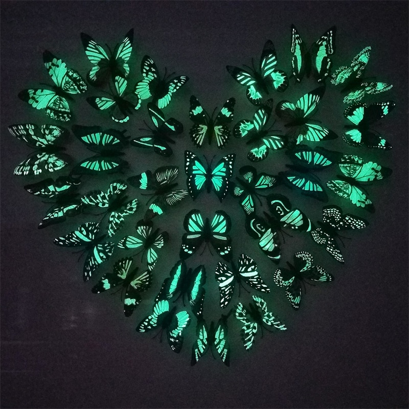6pcs/8CM luminous 3D butterfly wall stickers fluor... – Grandado