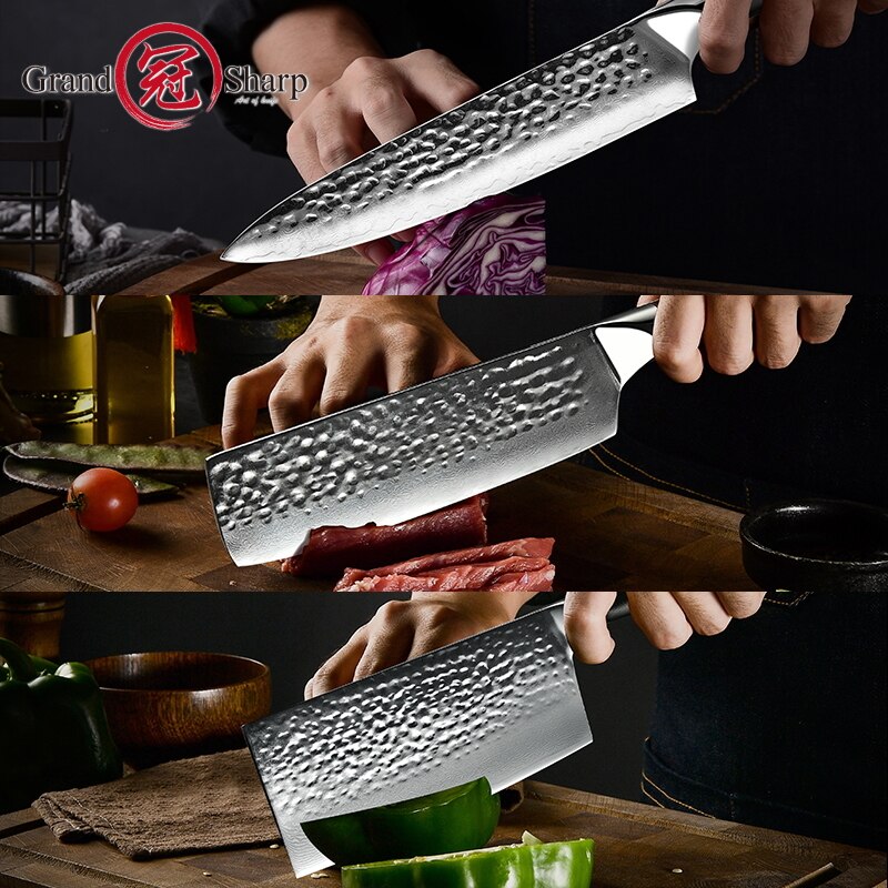 Chef Knife Set Japanese Kitchen Knives VG10 Damasc... – Vicedeal