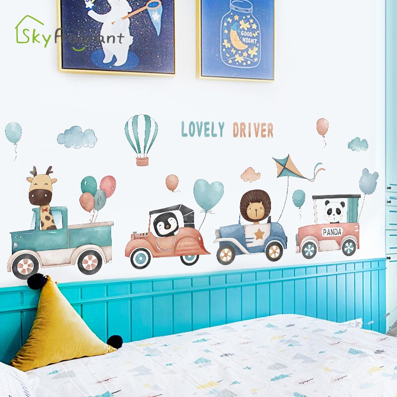 Cartoon Dieren Rijden Muurstickers Voor Kinderkame... – Vicedeal