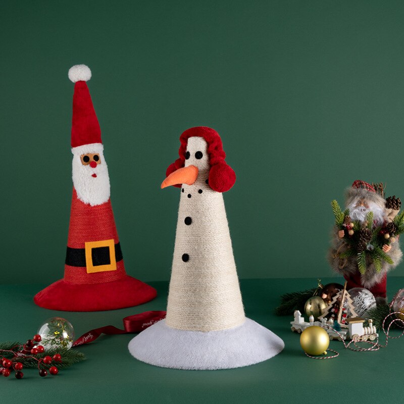 Cats Scratching Post Christmas snowman Cat Climbin... – Grandado