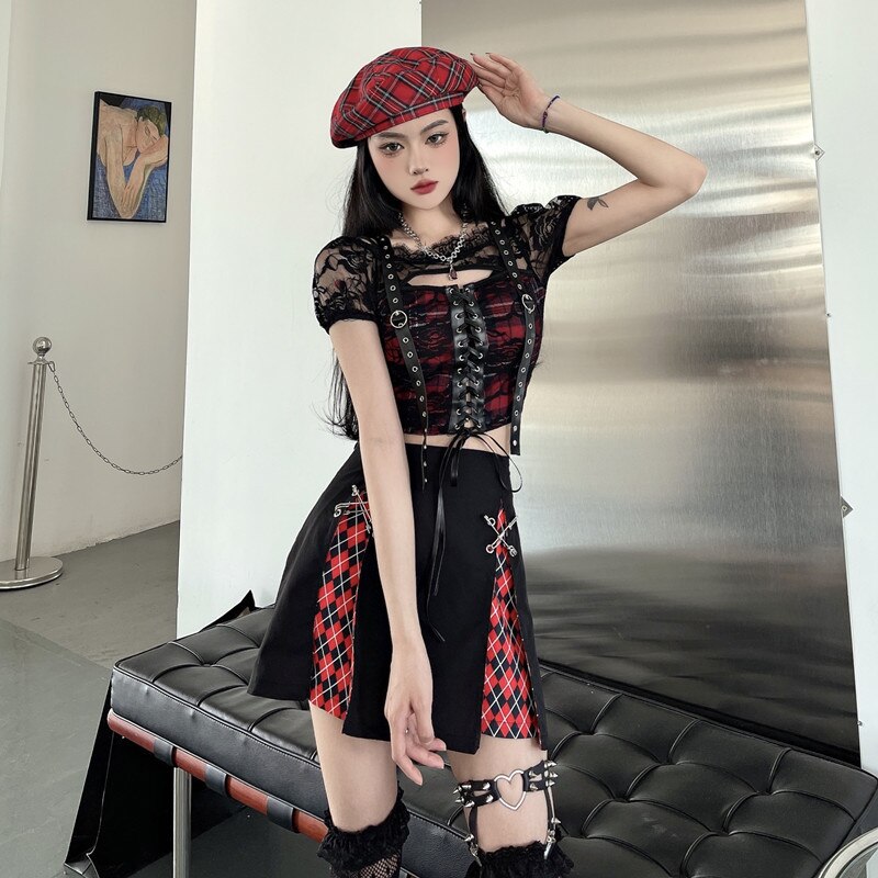 Dark Wind Girls Summer Lace Navel Strap Off Should... – Grandado