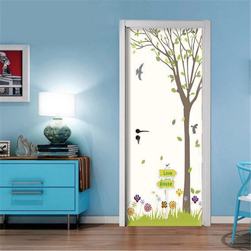 Home Art Decoration Door Stickers Cartoon Tree Bir... – Grandado