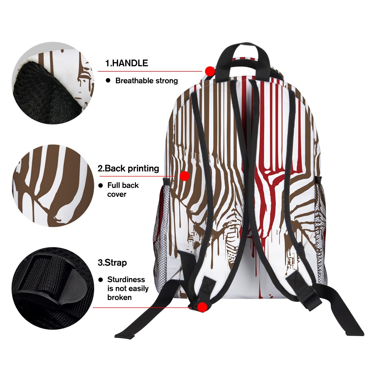 Funny Animal Paint Splash Zebra Backpack College S... – Grandado
