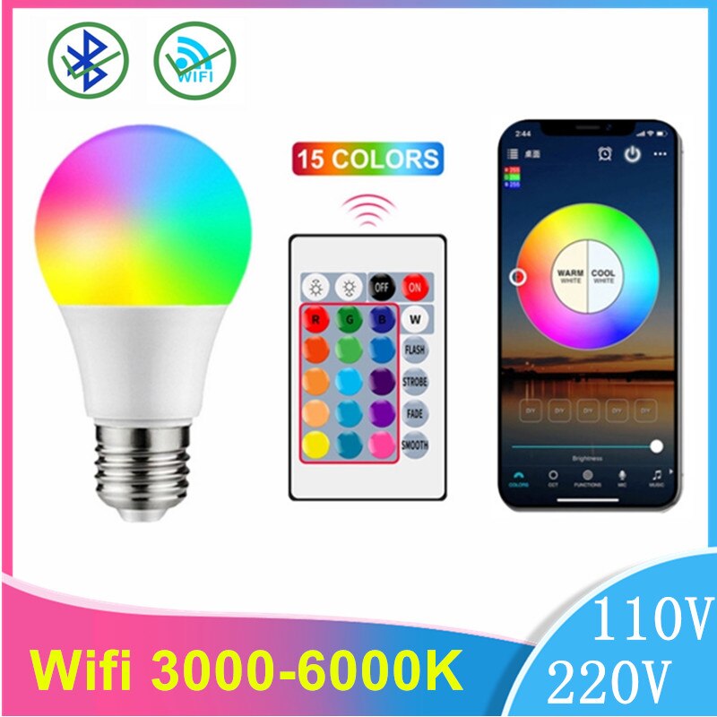 B22 E27 Wifi + Bluetooth Led Licht Smart Lampen In... – Grandado