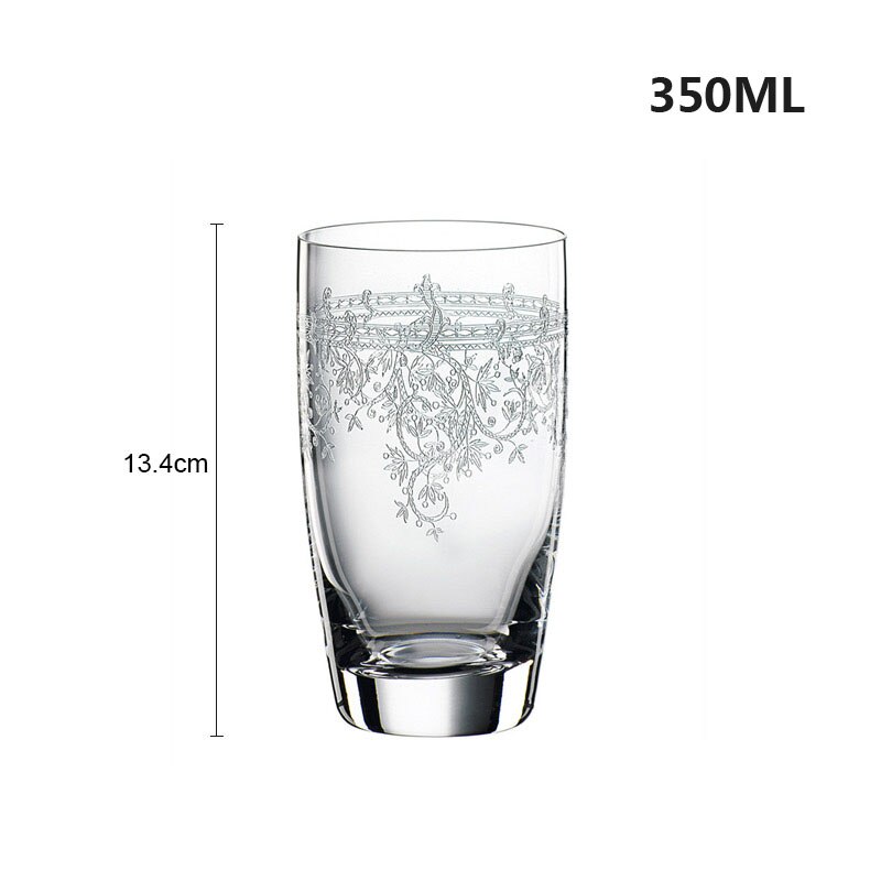 Carved flowers crystal Glass cup Transparent goble... – Grandado