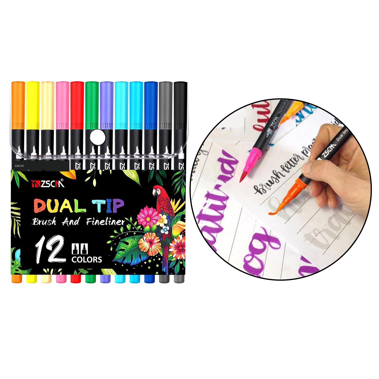 12 Colors Dual Brush Colored Pens Art Markers Fine... – Grandado