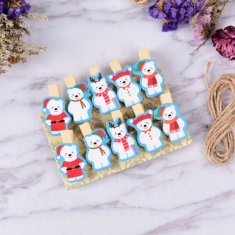 10Pcs/set Red Christmas Santa Claus Wood Clips Min... – Vicedeal