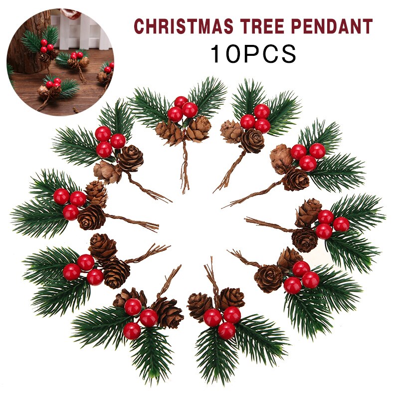 10Pcs Kunstmatige Bloem Kerst Groen Berry Pine Con... – Grandado
