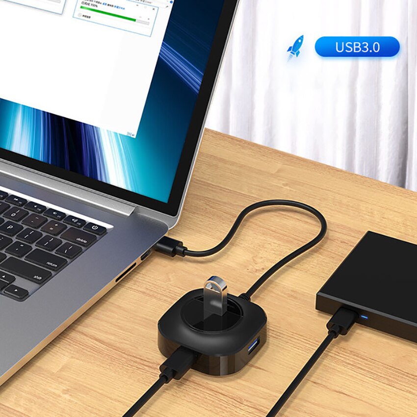 4-Port USB 3.0 Portable Data Hub Splitter with 0.2... – Grandado