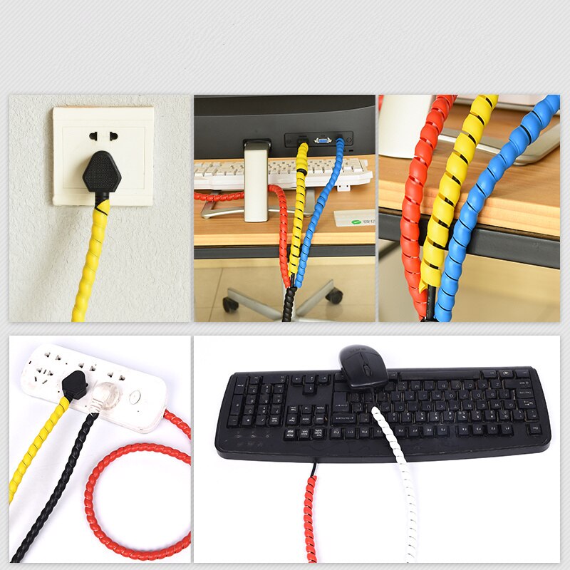 1M Cable Protector Spiral Wrapping Sleeve Cord Fla... – Vicedeal