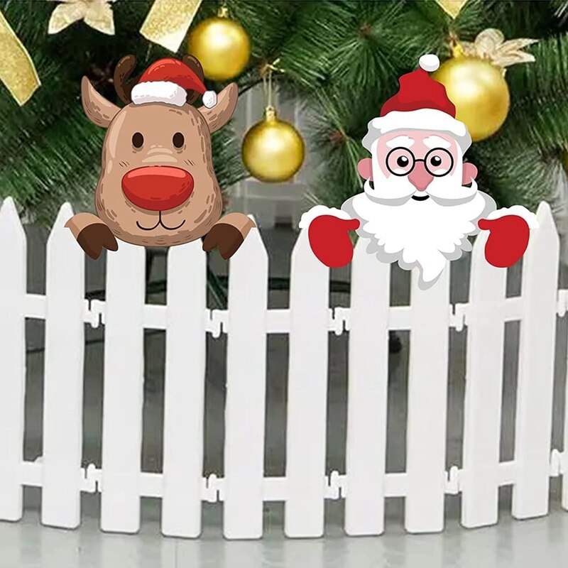 Christmas Yard Fence Peeker Santa Claus/Elk Fence ... – Grandado