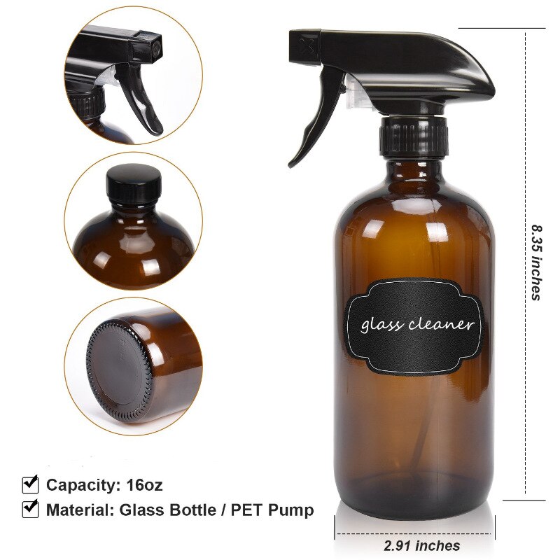 500ml Amber Glass Spray Bottle with Black Trigger ... – Vicedeal