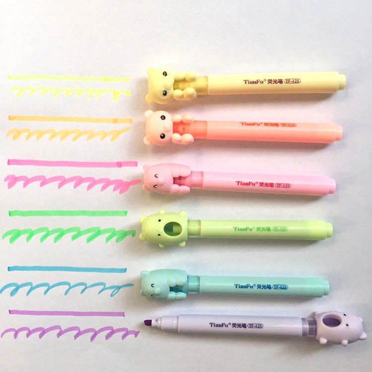12 Bag/lot Mini Cartoon Animal Highlighter Cute 6 ... – Grandado