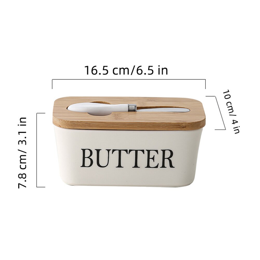 Butter Sealing Box Ceramic Butter Plate with Wood ... – Grandado