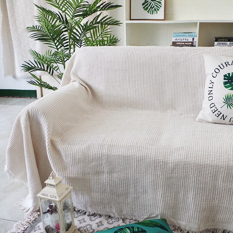Nordic ins simple Su Waffle lattice sofa blanket d... – Vicedeal