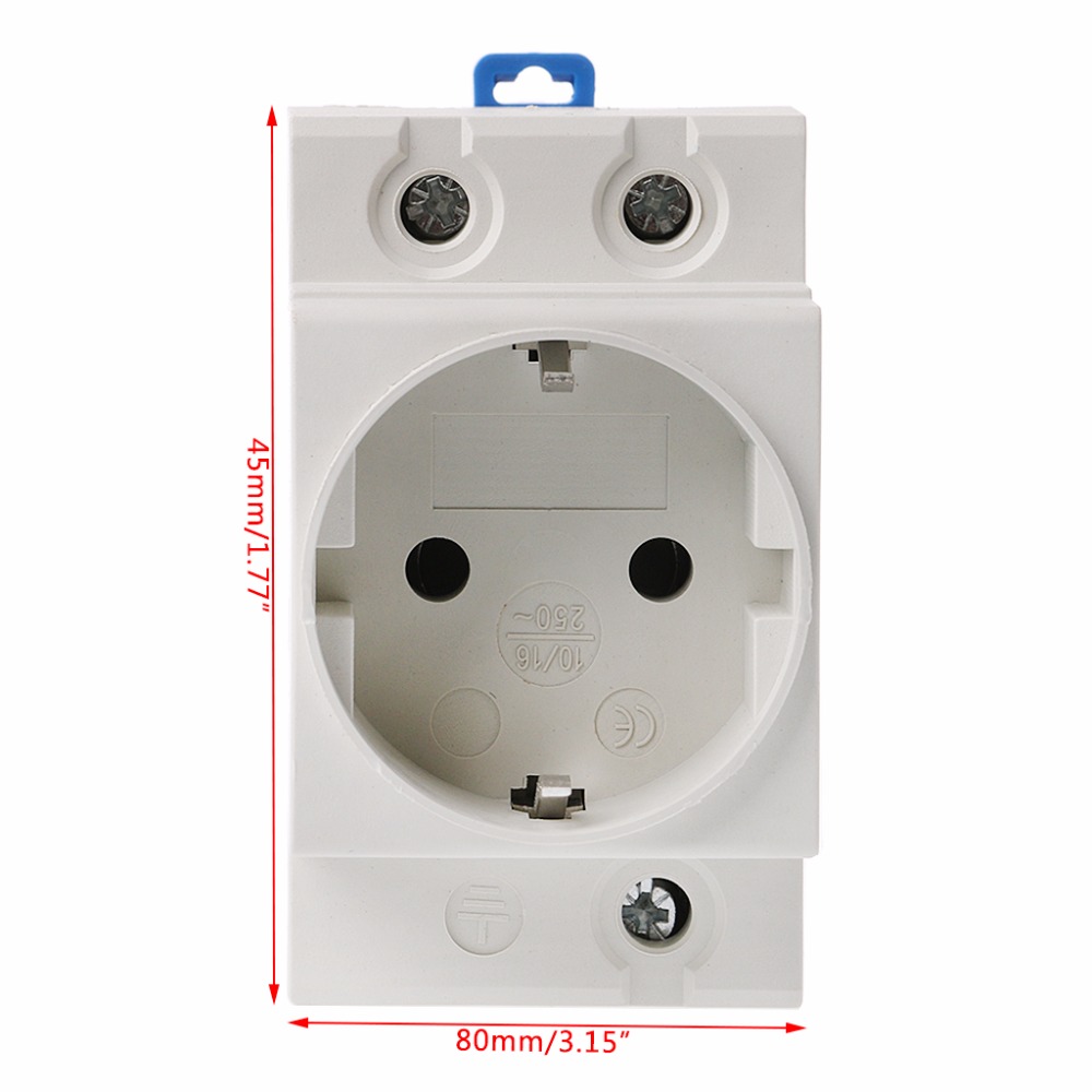 EU Type 35mm DIN Rail Mount AC Power Socket 16A 25... – Vicedeal
