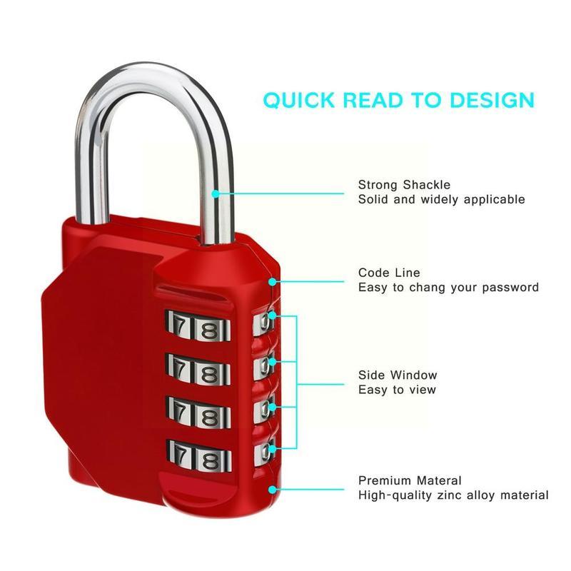 Combination Lock 4 Digit Anti Rust Padlock Set Out... – Vicedeal