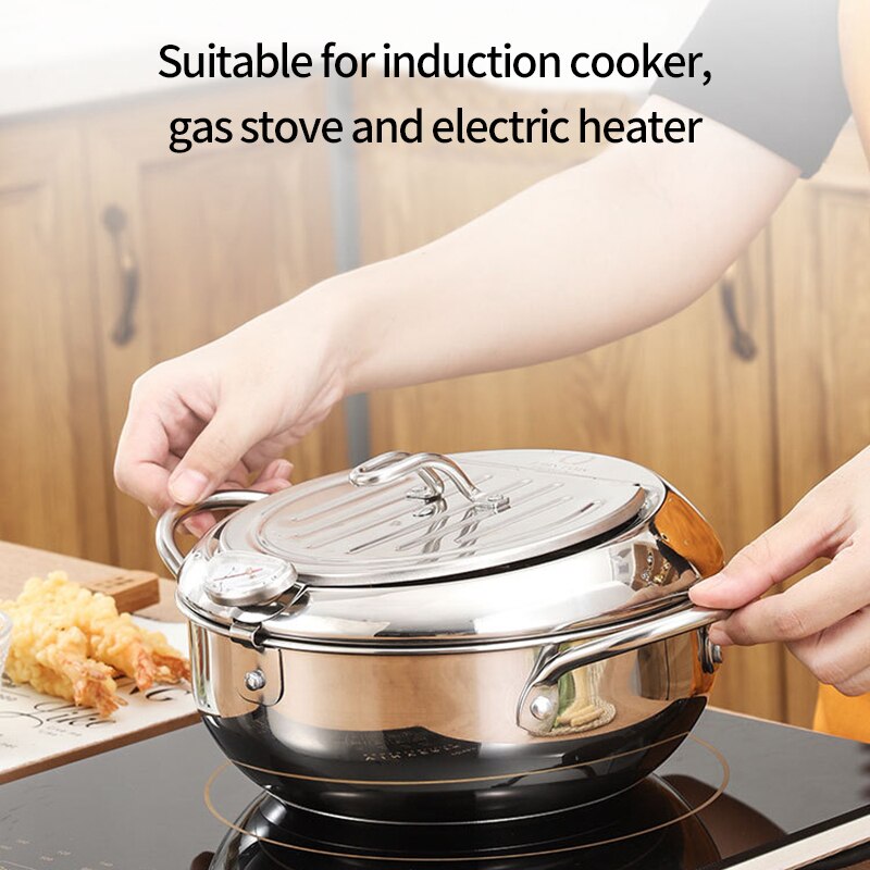 Deep Frying Pan Japanese Tempura Deep Fryer Stainl... – Vicedeal