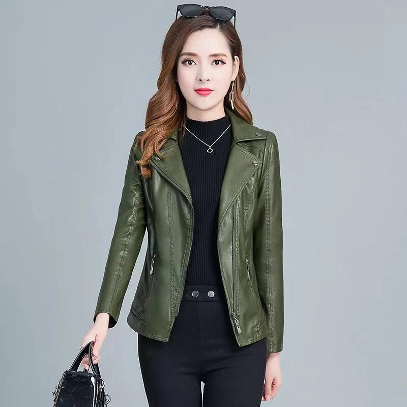 Spring Leather Jacket Women Short Slim Clothing La... – Grandado