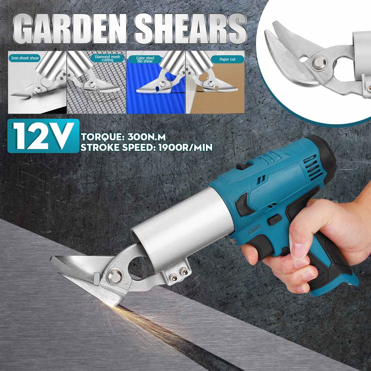 300N.M 2 speed 12V Electric Scissors Machine Metal... – Grandado