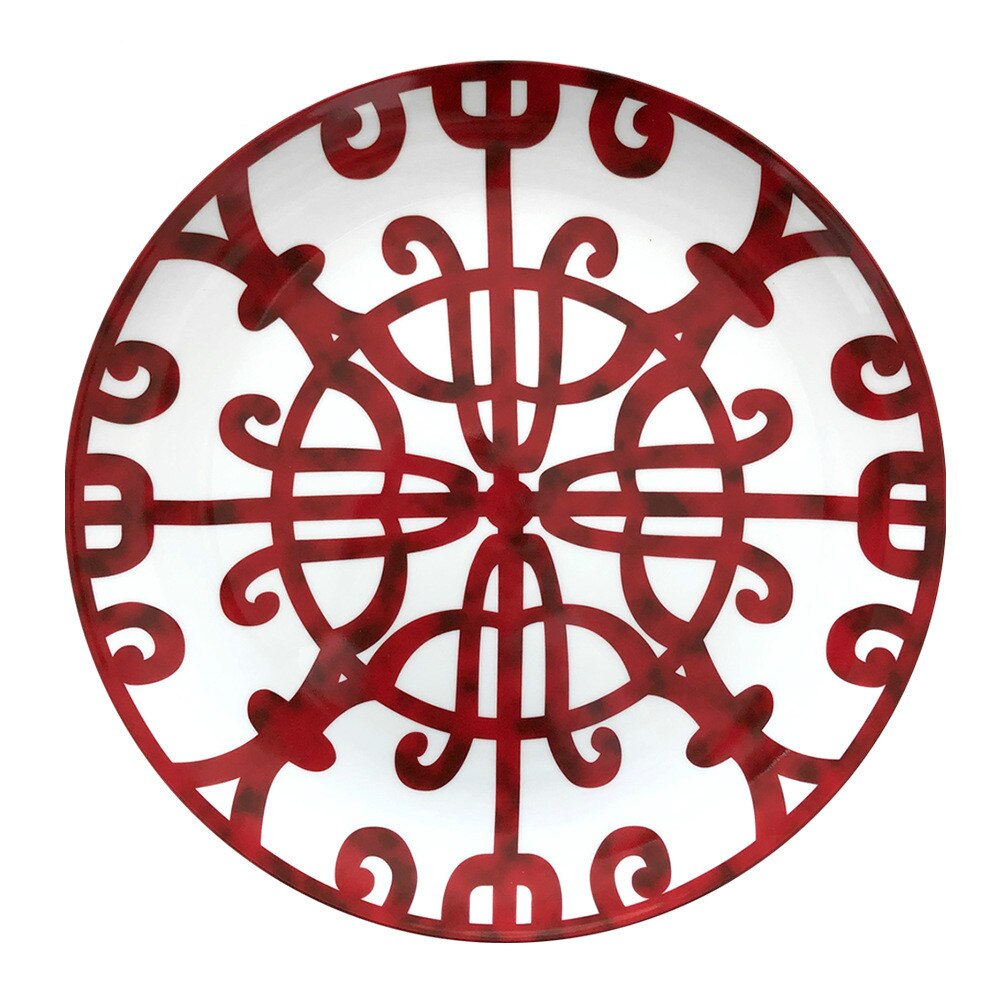 Ceramic Plate Hand-Painted Red Art Round Ins Style... – Vicedeal