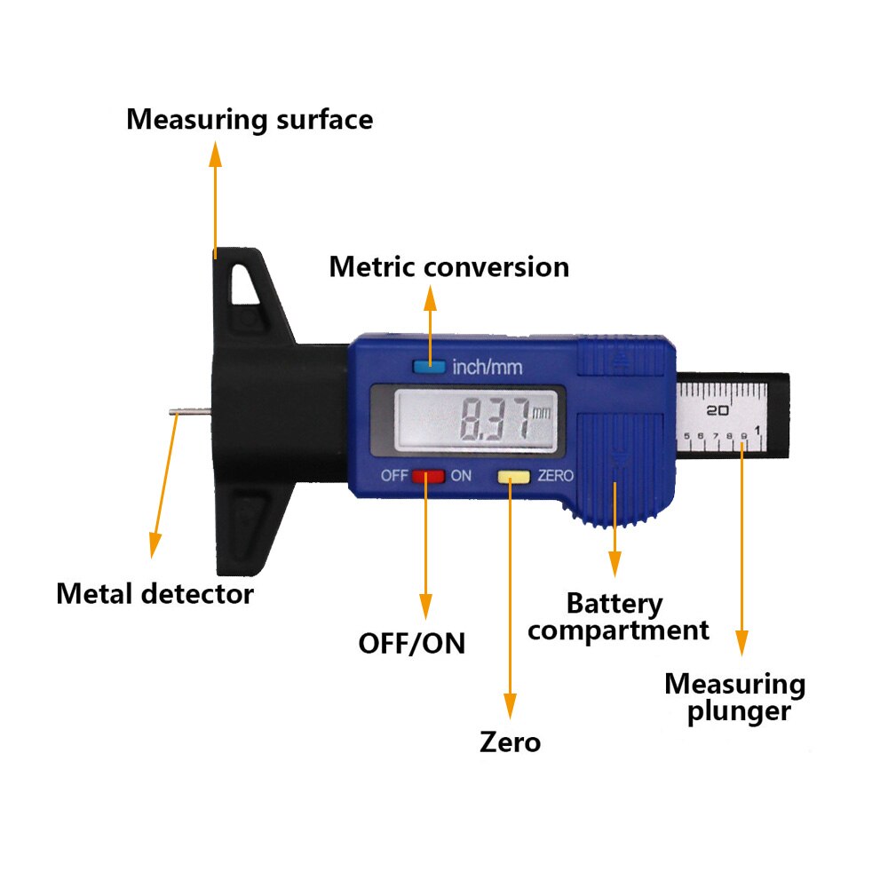 Digital Car Tyre Tire Tread Depth Gauge Meter Meas... – Vicedeal