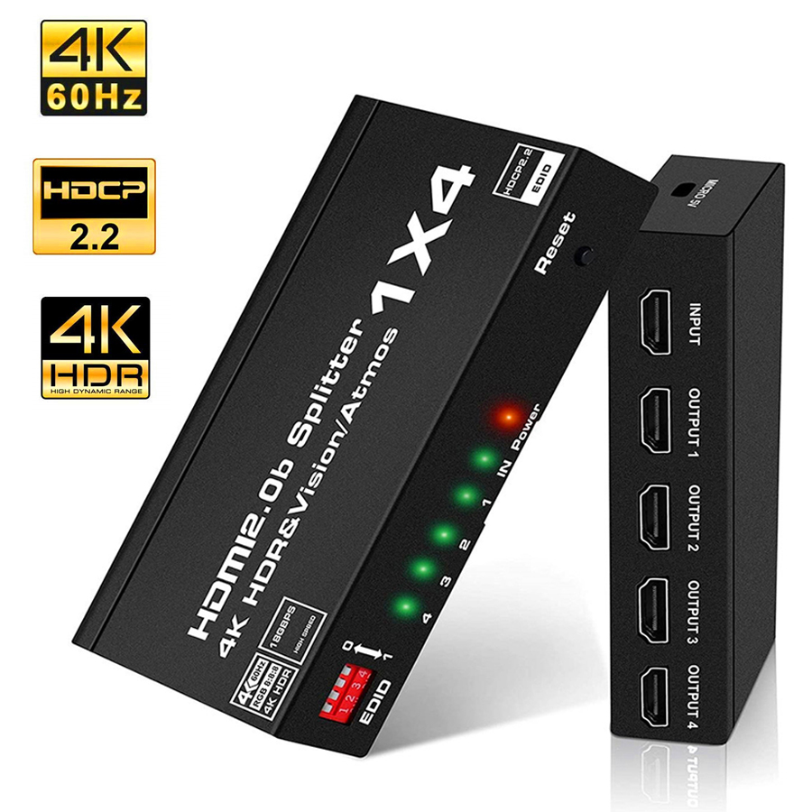 HDMI Splitter 1 in 4 Out 4K 60Hz HDMI Splitter 1x4... – Vicedeal
