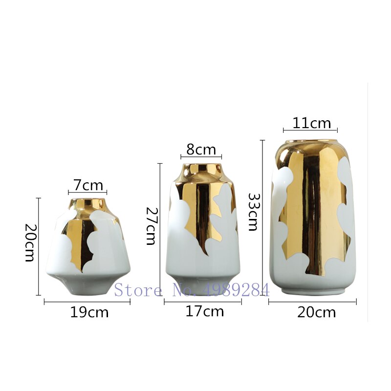 Modern Ceramic Vase Golden Flower Vase Living Room... – Grandado