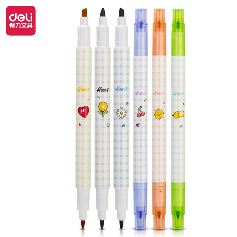 Deli 6pc/Lot HighLighters Double Head Markers Cute... – Grandado