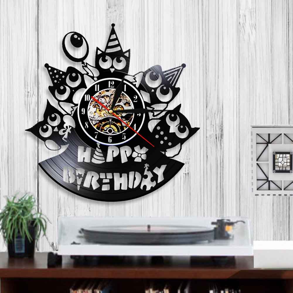 Happy Birthday Wall Clock Party Wall Art Decor Vin... – Grandado