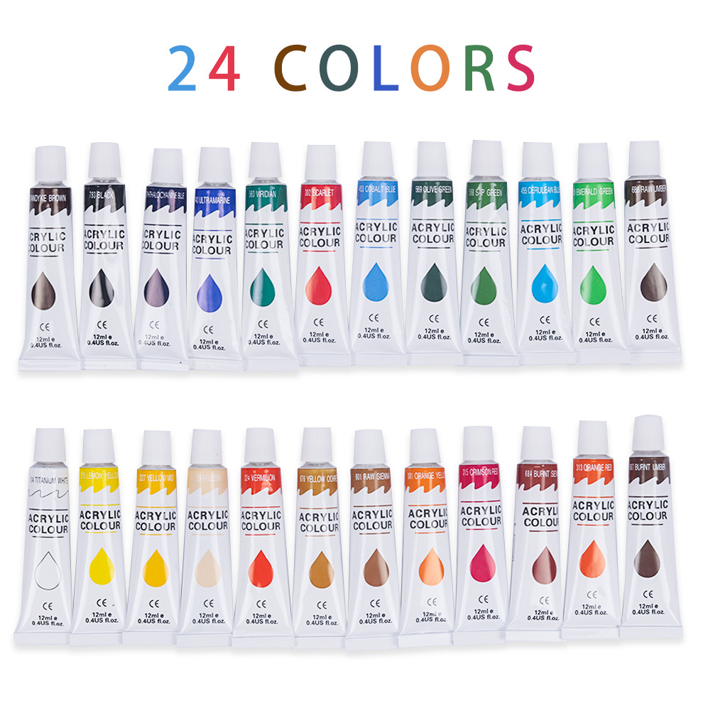 Acryl Verf Set - 24 -Pack Schilderen Voor Canvas, ... – Vicedeal