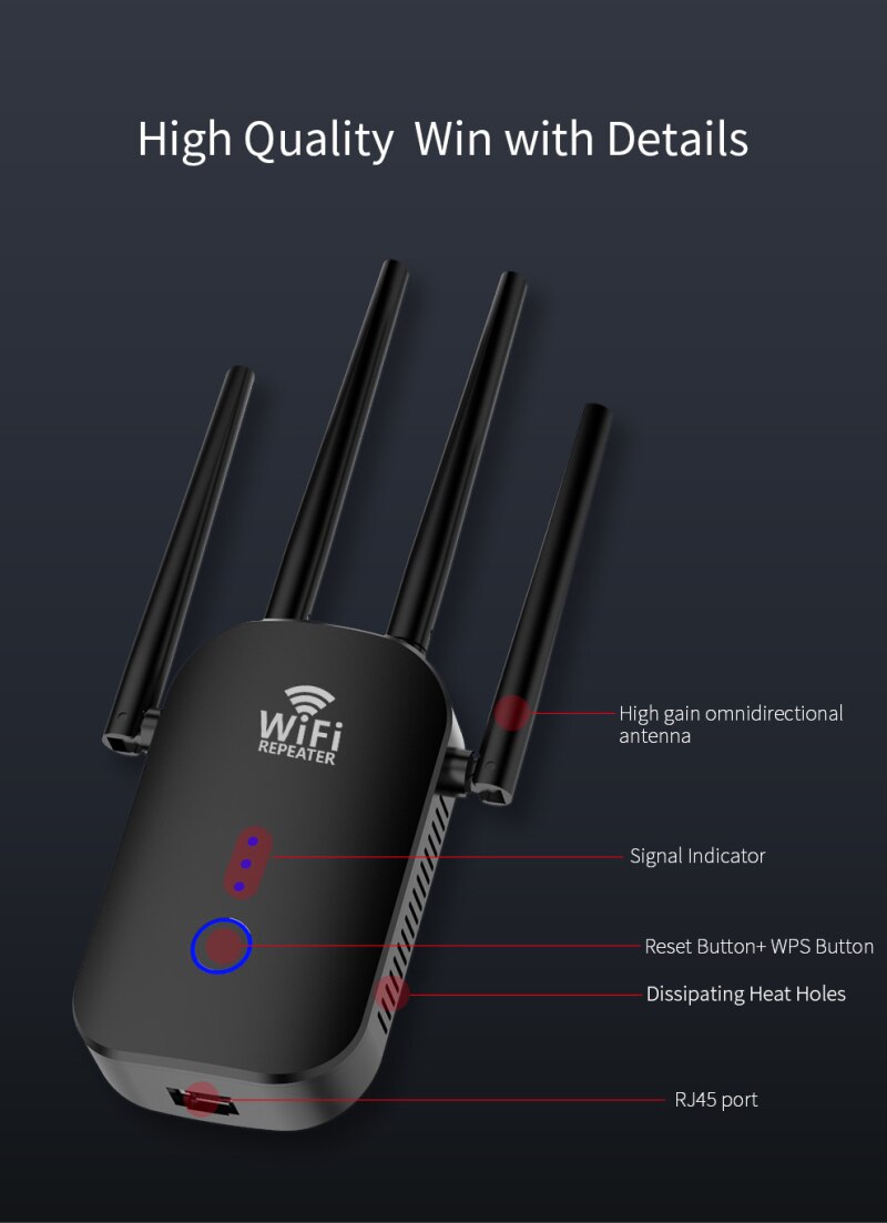 WiFi AC1200M Dual Band WiFi Signal Extender 5G Wir... – Vicedeal