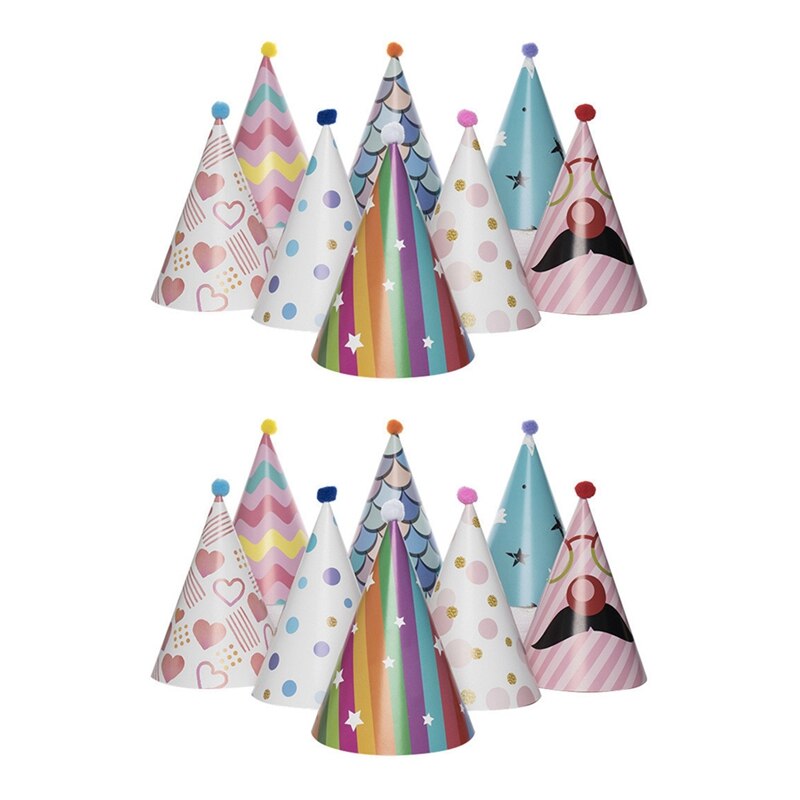 16Pcs Paper Gold Foil Happy Birthday Party Cone Ha... – Vicedeal