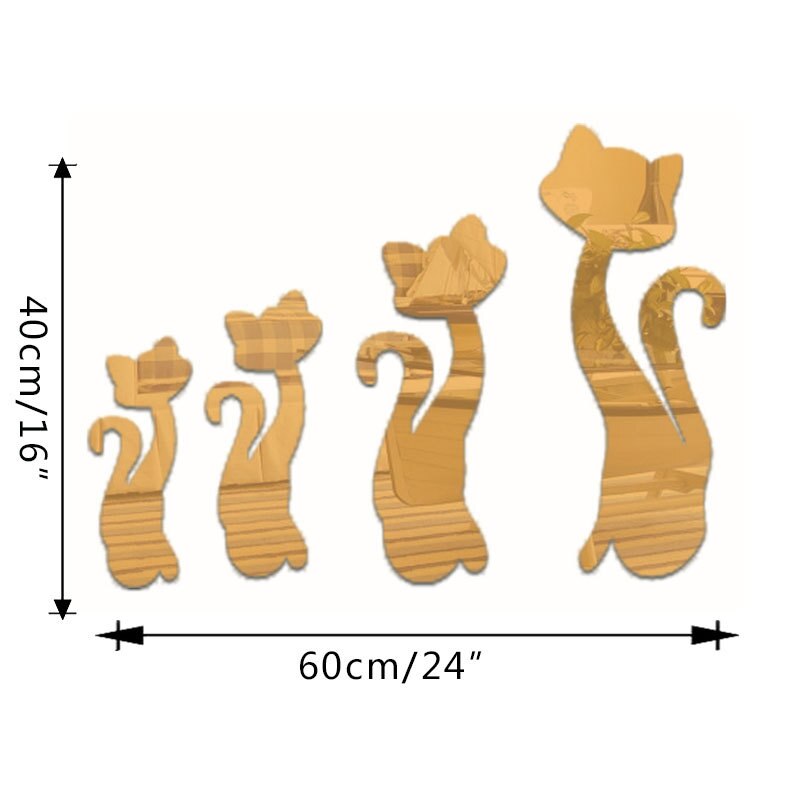 Decorate Home 3D cats animal cartoon art wall mirr... – Grandado