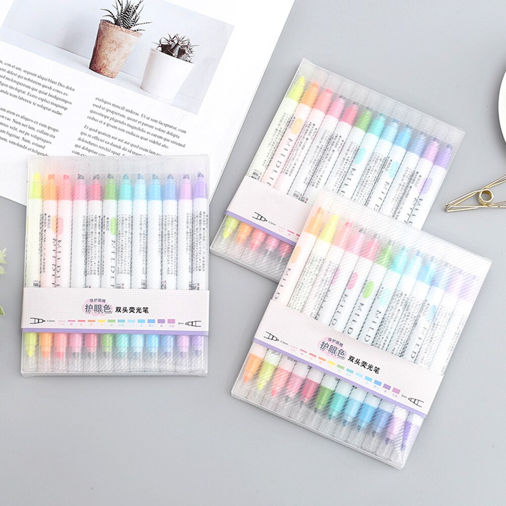 12pcs Mildliner Highlighter Pen Stationery Double ... – Vicedeal