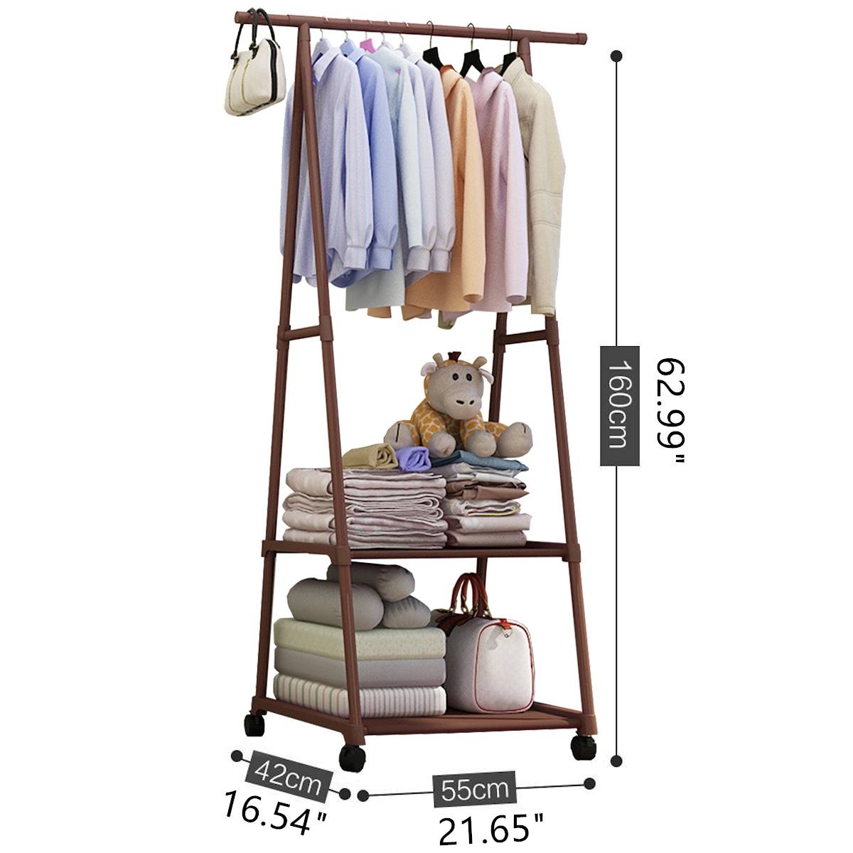 Removable Bedroom Hanging Clothes Rack with Wheels... – Grandado