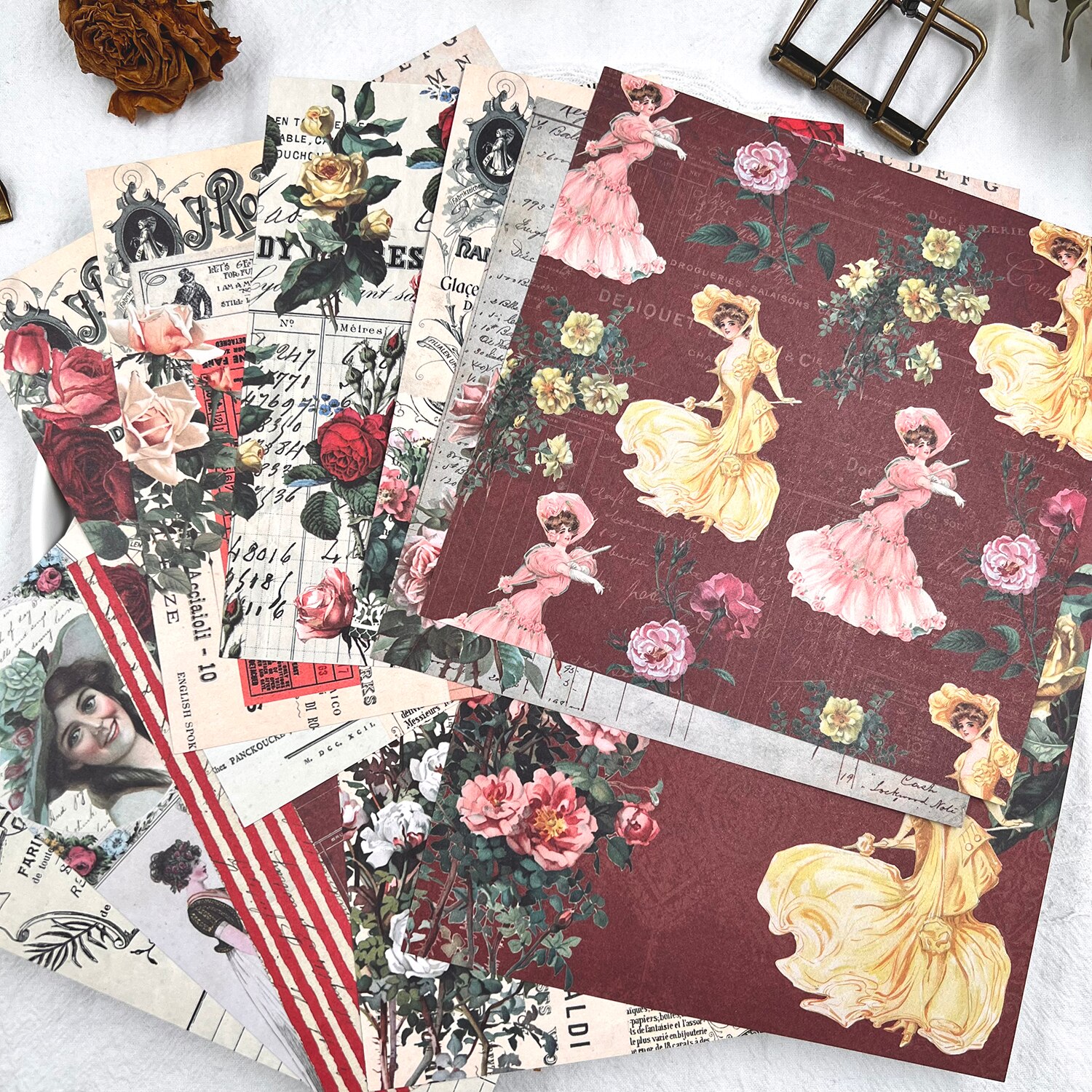 Romantic Rose Girls Material Craft Paper Packs Scr... – Grandado