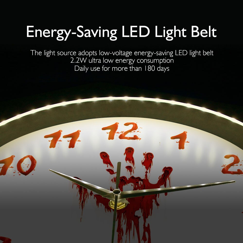 Bloody Hand Horror Metal Frame LED Wall Clock Soun... – Vicedeal