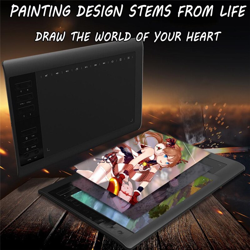 10x6" Graphics Drawing Tablet 12 Express Keys... – Grandado