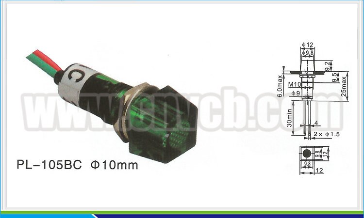 ZS75 square wired indicator light 10mm green indic... – Grandado