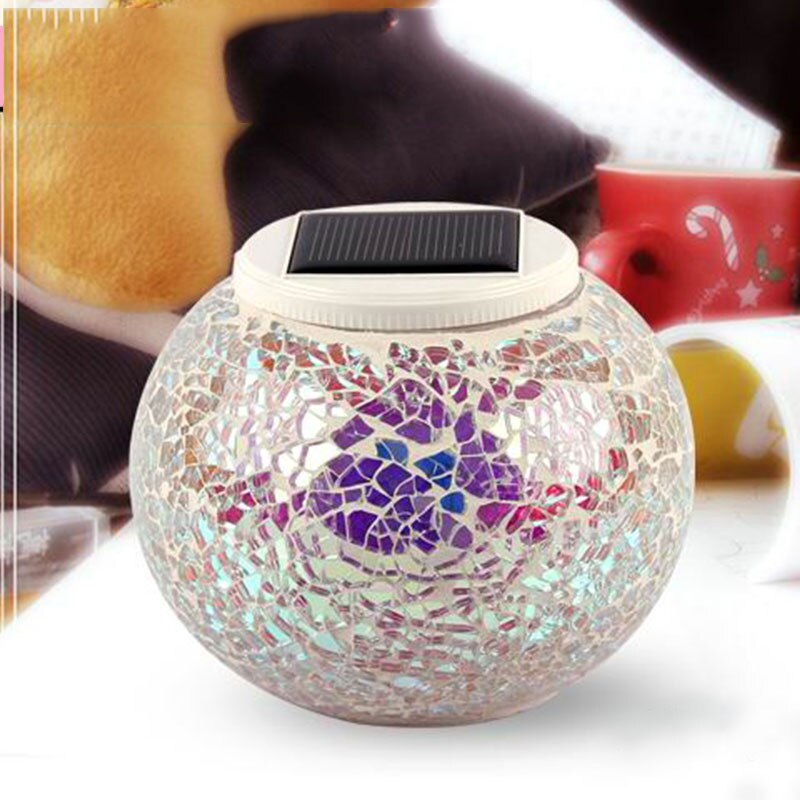Rechargeable LED Solar Glass Mosaic White Candle L... – Grandado