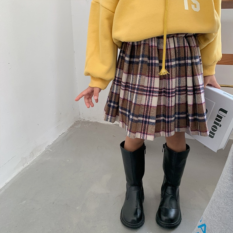 Autumn Girls Plaid Skirt Kids Pleated Skirts Girls... – Grandado