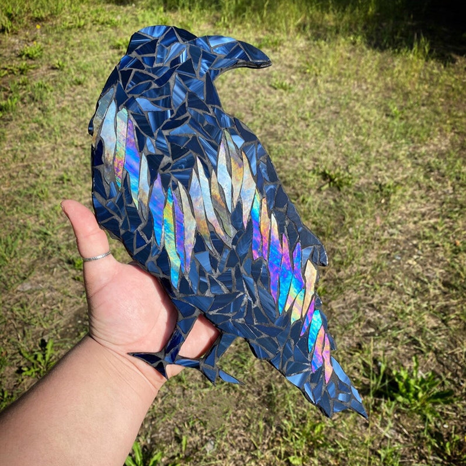 Acrylic Mosaic Northern Lights Raven Wall Decor Wi... – Grandado