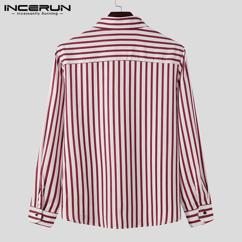 INCERUN Men Striped Shirt Long Sleeve Turn Down Co... – Vicedeal