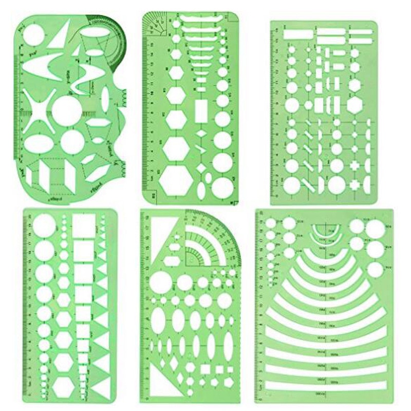 6 pcs/set Rule Transparent Drawing Template Tool A... – Grandado