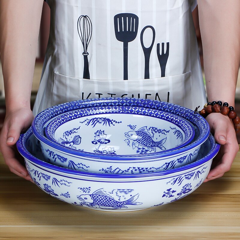 10 inch large serving bowl Chinese Blue and white ... – Grandado
