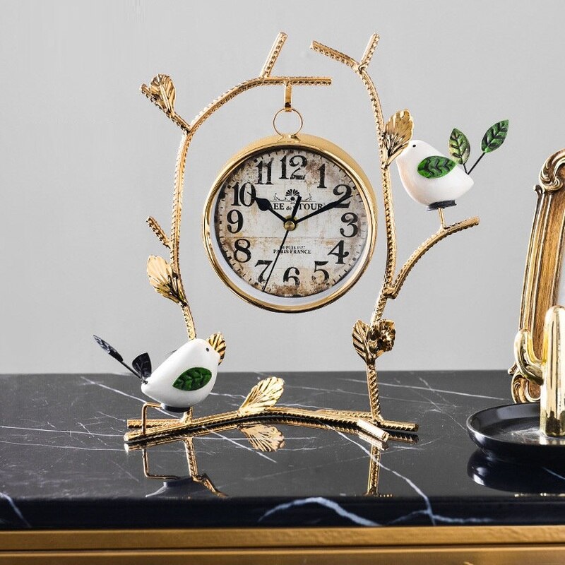 European Style Silent Retro Golden Desk Clock Livi... – Grandado