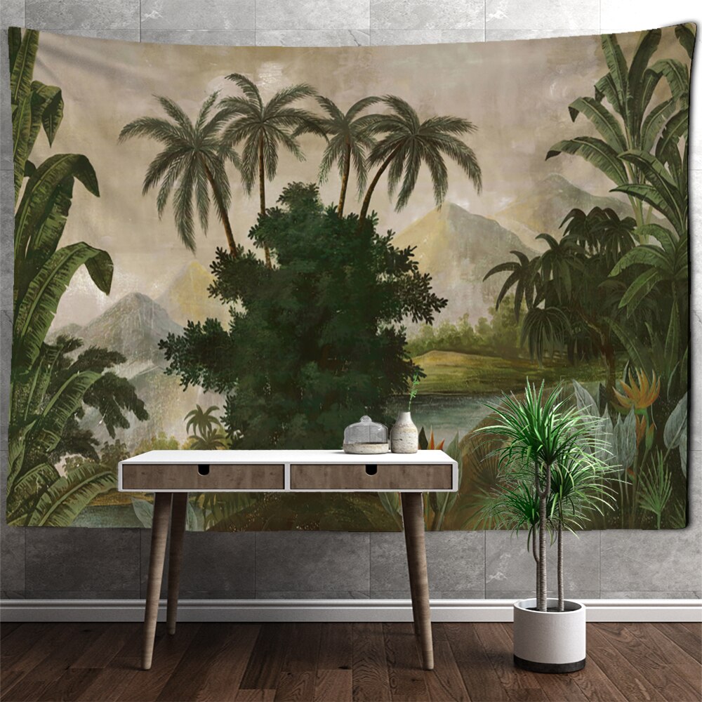 Palm Tree Banana Leaf Tapestry Wall Hanging Bohemi... – Grandado