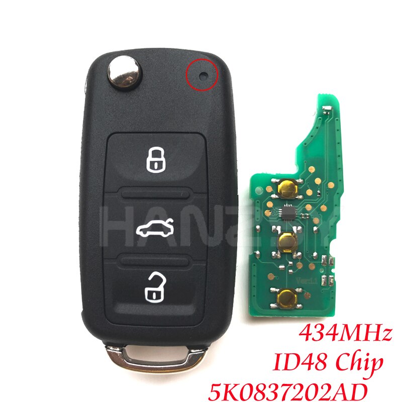 3 Buttons 434MHz Flip Folding key For VW VOLKSWAGE... – Grandado
