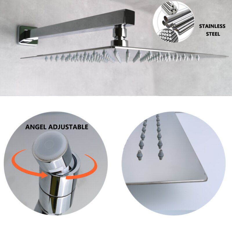 Shine Chrome Square Concealed In Wall Head Shower ... – Vicedeal